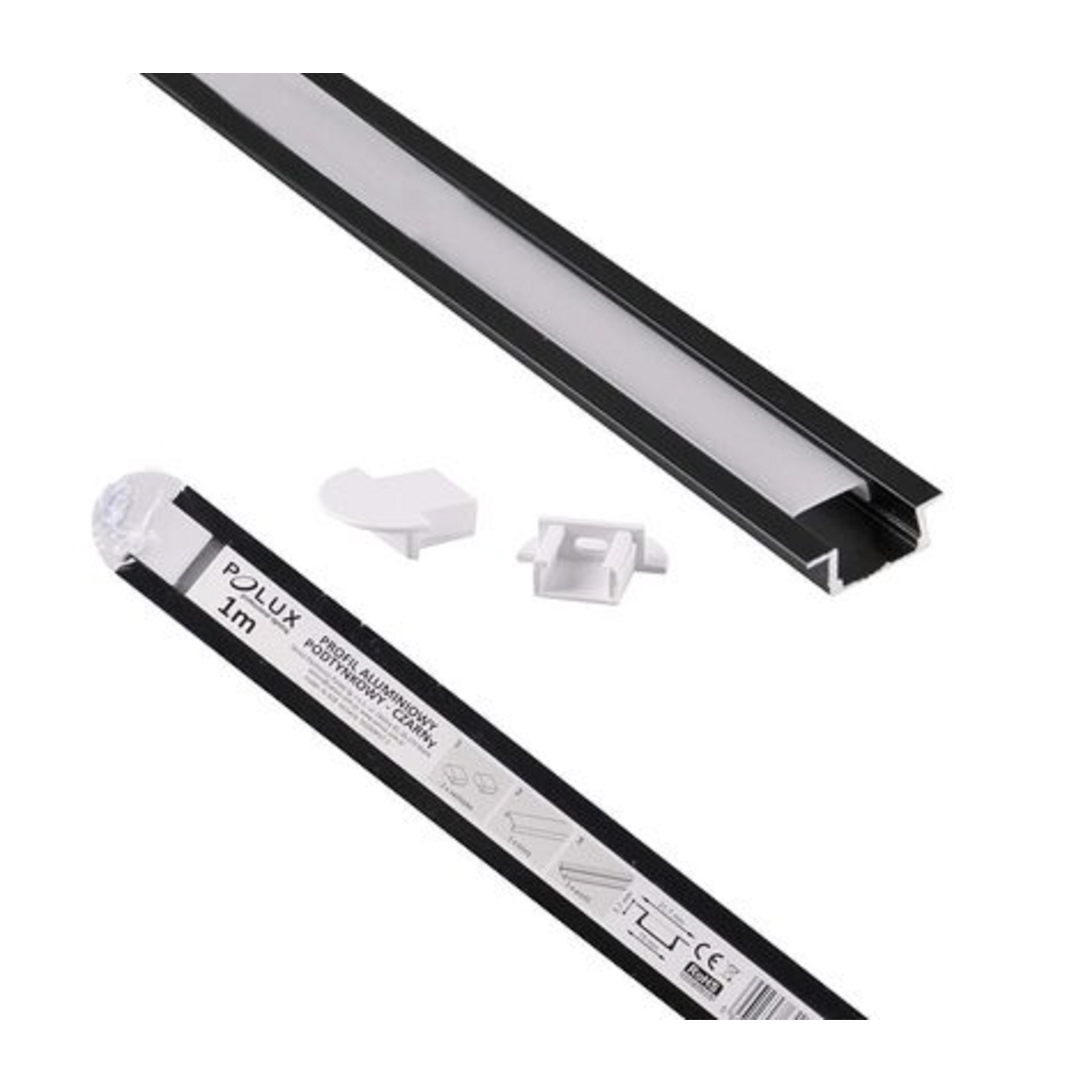Profil do taśm LED z kloszem podtynkowy czarny 1m - najlepsze ceny i ...